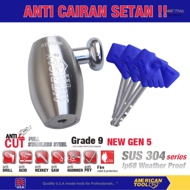Jual Gembok Motor / Disc Brake Lock American Secure A731380 100% ...