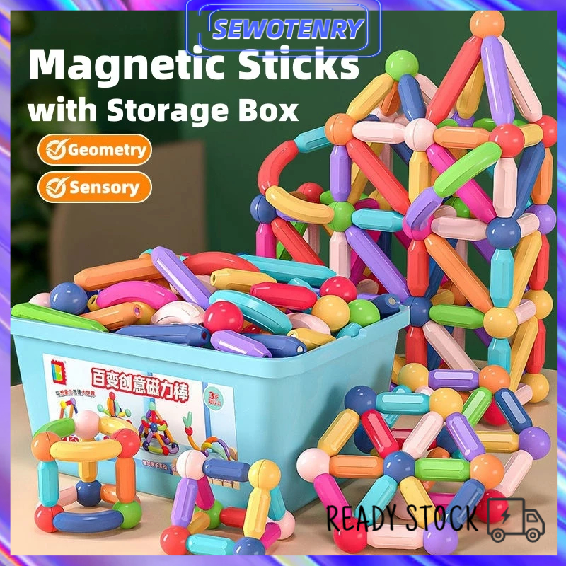 Jual 【COD】100/88/64/42/25pcs Magnetic Sticks Blocks Merakit Mainan ...