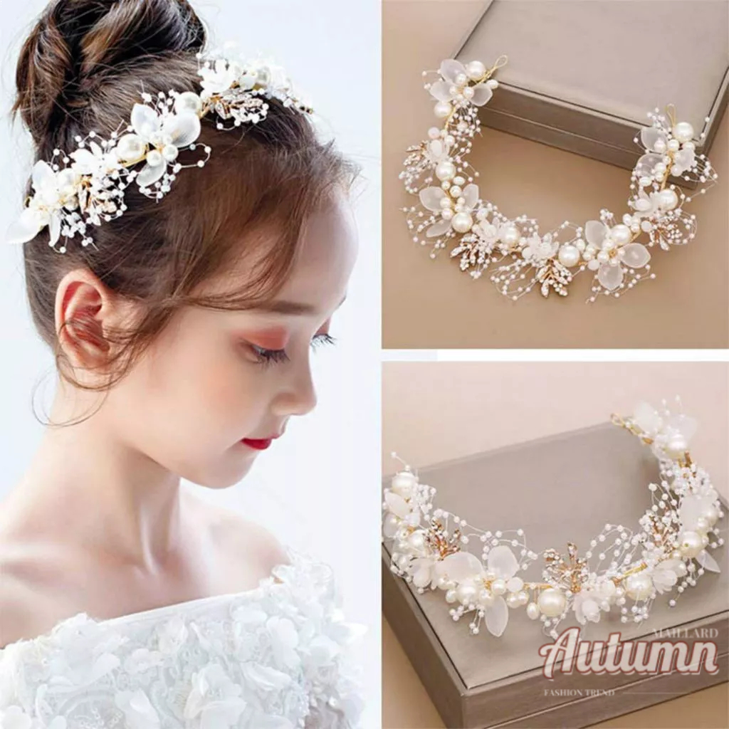 Jual GETNOIVAS Bando Desain Bunga Daun Emas Aksen Mutiara Tiruan ...