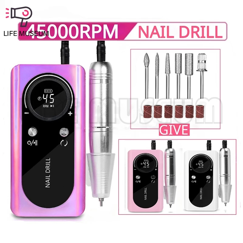 Jual 45000RPM Nail Drill Machine Electric Portable Nail File ...