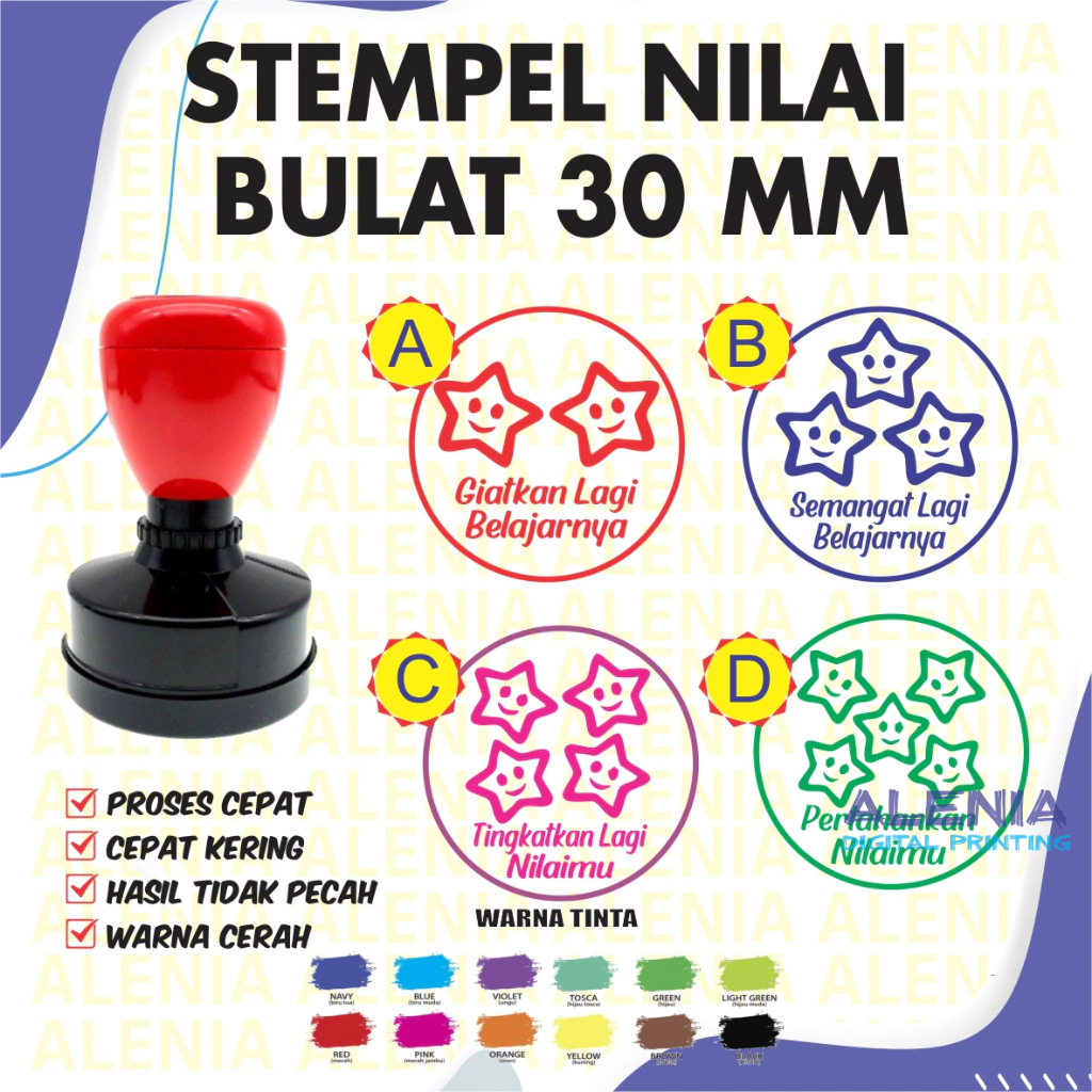 Jual (1 PAKET) Stempel Nilai/Reward/Bintang Sekolah Bulat TK/PAUD/SD ...