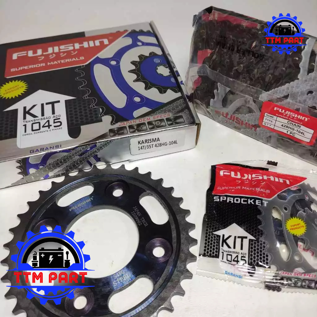 Jual GEAR PAKET BAJA HONDA SUPRA X 125 / KARISMA 35T / 14T - 428H - 104L GIR SET FUJISHIN ...