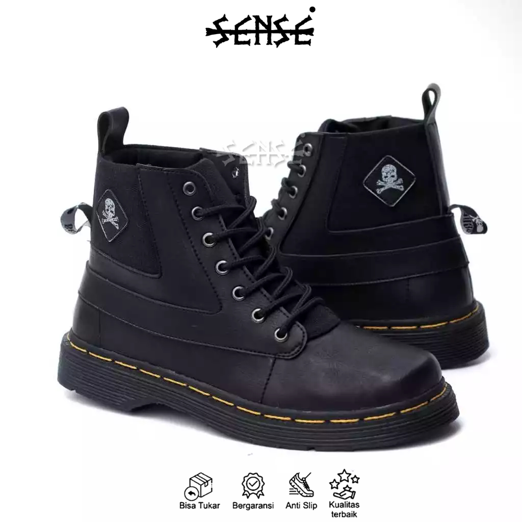 Jual SENSE - Sepatu Boots Formal Casual Pria Docmart Hitam | Shopee ...