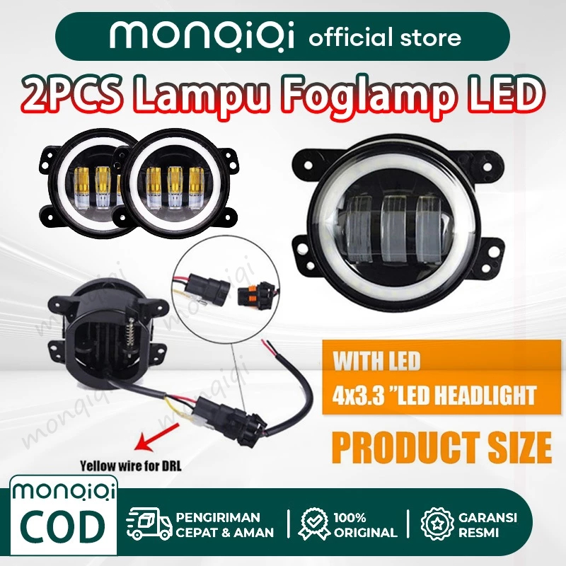 Jual Monqiqi Lampu Motor LED Super Terang Lampu Kabut Motor 2PCS Lampu Kabut LED 4 Inch 3 Lensa ...