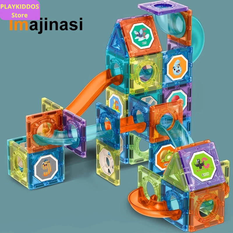 Jual Mainan Magnetic Blocks Tiles Building Blocks Mainan Marble Run ...
