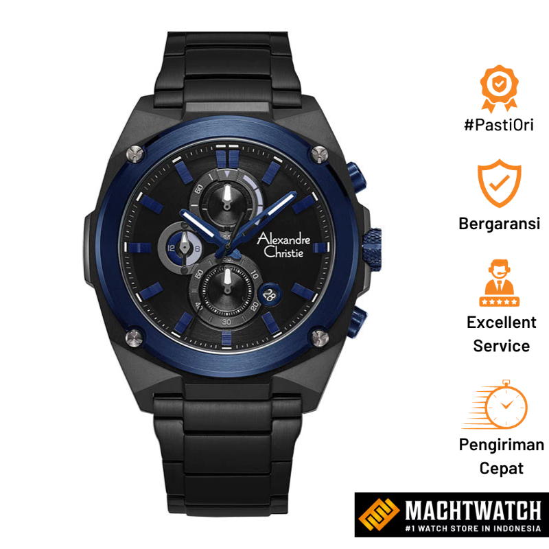 Jual Jam Tangan Pria Alexandre Christie Chronograph AC 6655 MC BUBBA ...