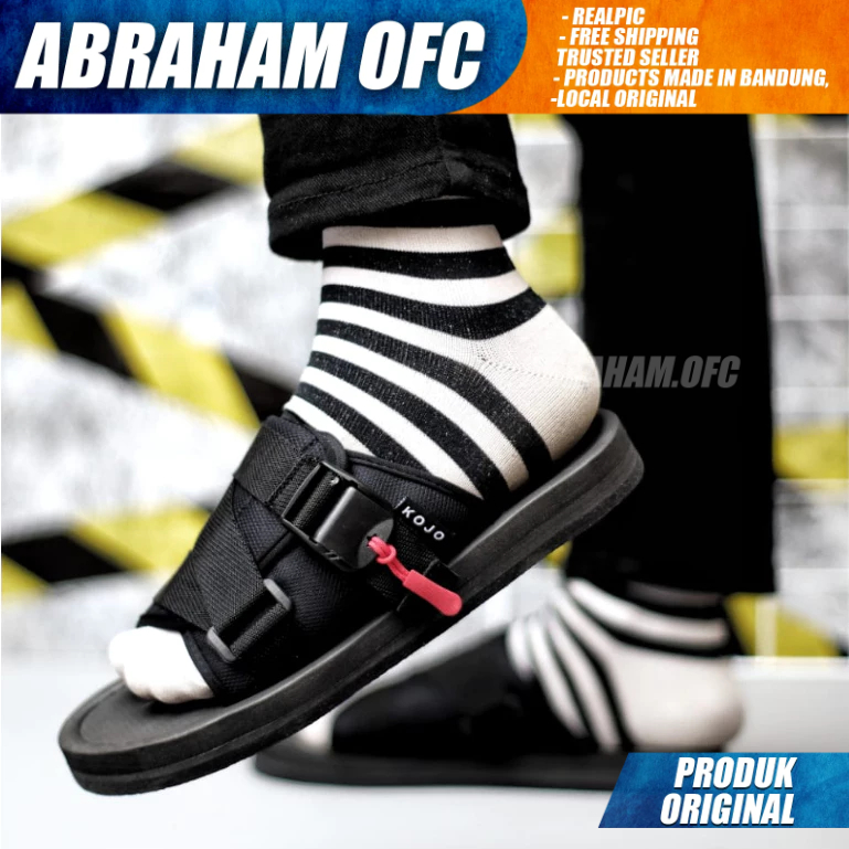 Jual ABRAHAM Sandal Slide Pria Sendal Slop Pria Distro Hitam | Shopee ...