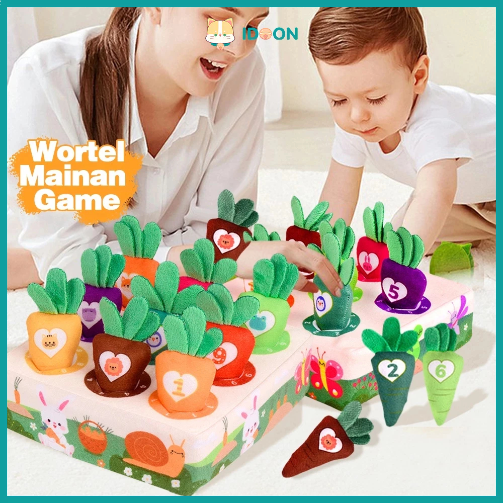 Jual IDOON Mainan Edukasi Anak Montessori Carrot Plush Pulling Out Toy ...