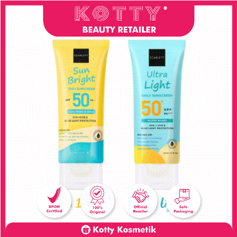 Jual Kotty Kosmetik - Scarlett Whitening Sunscreen Sun Bright & Ultra Light Daily SPF 50 PA ...