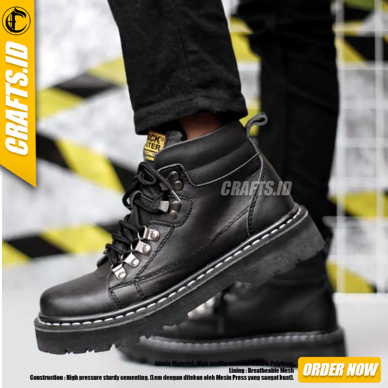 Jual CRAFRS - Sepatu Boots Formal Kulit Asli Kerja Docmart Pria Hitam ...