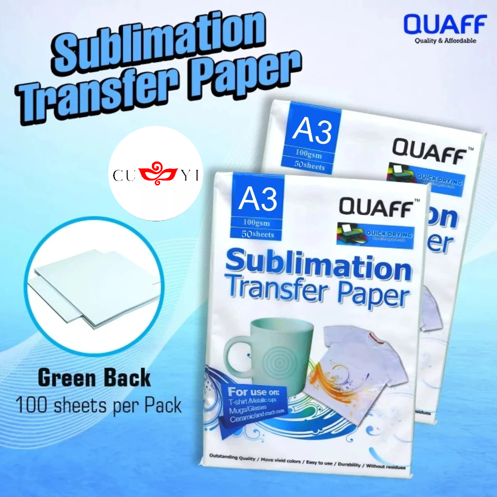 Jual CUYI KERTAS SUBLIMATION TRANSFER PAPER QUAFF DUA SISI UKURAN A3 100gsm - 50Lembar/1837 ...