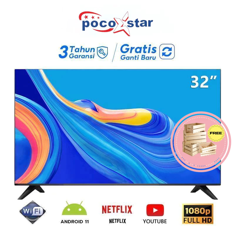 Jual POCOSTAR Smart TV Digital 32 inch TV LED Android 11.0 FHD Televisi ...
