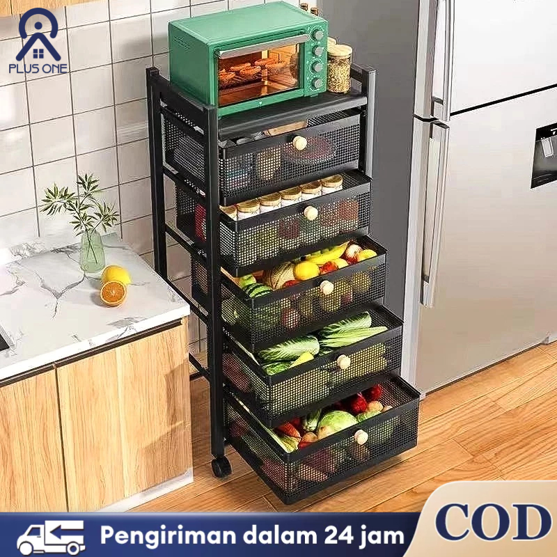 Jual Rak Dapur Troli Dengan Roda Geser Rak Laci Penyimpanan Rak Kabinet ...
