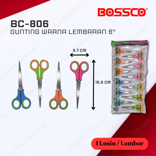 Jual Gunting Kertas Warna BOSSCO Besar 6 Inci / Pemotong Kertas Warna ...