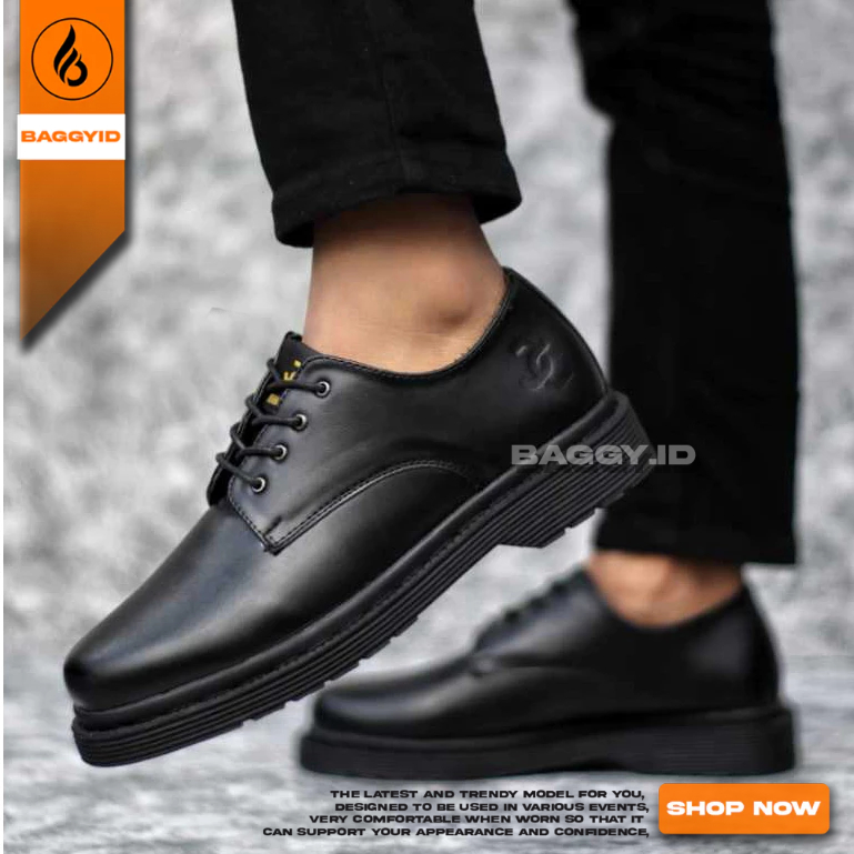 Jual Sepatu Docmart Formal Pantofel Kerja Hitam Tali Fullblack Pria ...