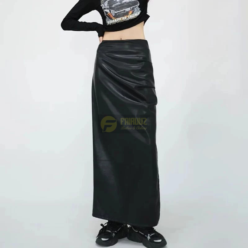 Jual Rok Kulit PU Lipat High Waist Pinggang Tinggi Hitam Rok Maksi ...