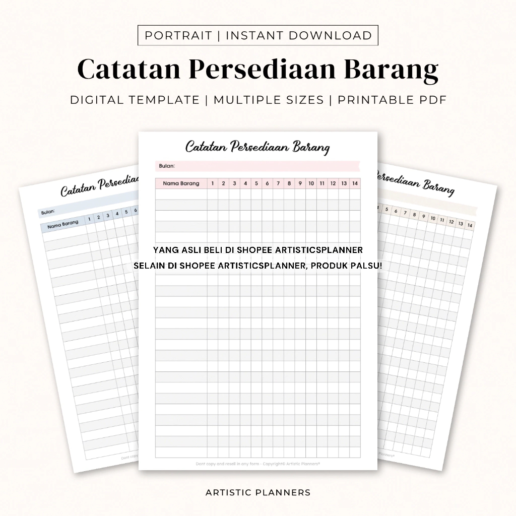 Jual Catatan Persediaan Barang Template Digital Printable Planner ...
