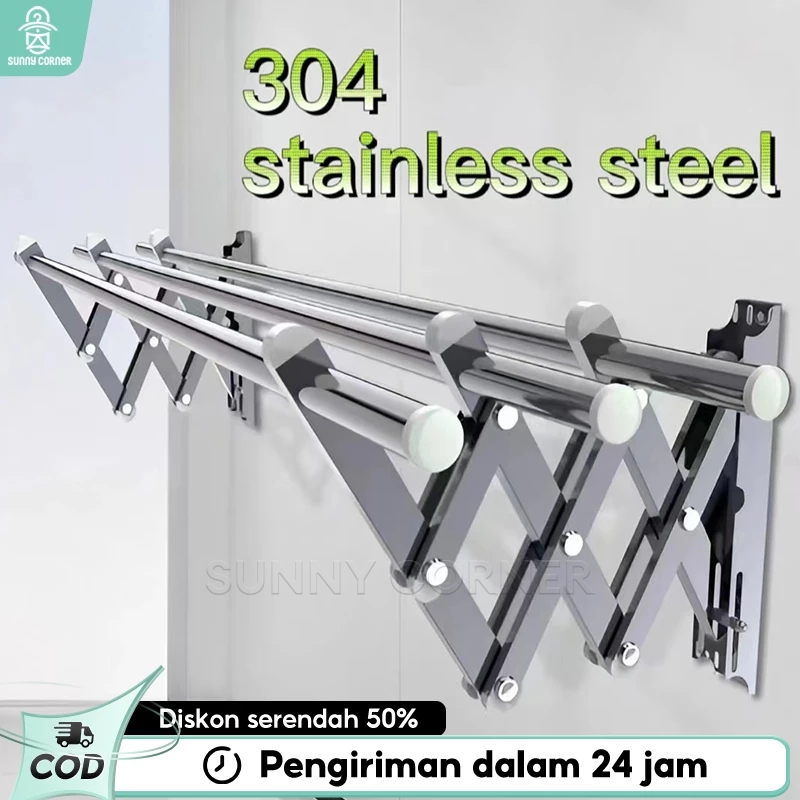 Jual Jemuran Dinding Jemuran Baju Dinding Stainless Lipat Anti Karat ...