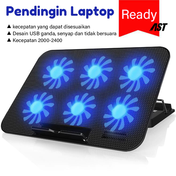 Jual Laptop Cooling pad Pendingin 6 Fan Adjustable Height laptop 12 ...