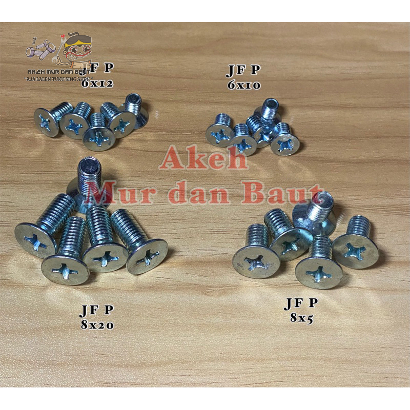 Jual Baut JF Besi M4/M5/M6 / Baut Flat Head Kepala Rata M4/M5/M6 / Baut JF M4/M5/M6 Besi ...