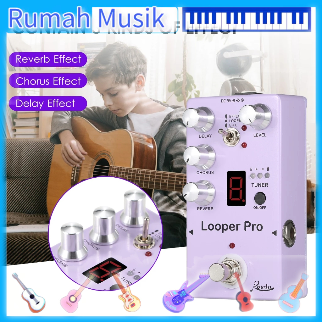 Jual IN STOCK Rowin RE-05 Loop Guitar Effector Looper Tuner Mini Guitar Looper Effect Pedal with ...