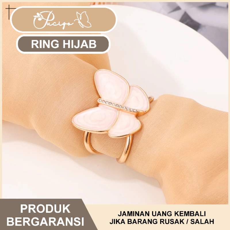 Jual Ring Hijab Silk Scarf Buckle | Ring Kerudung Motif Butterfly Kupu ...