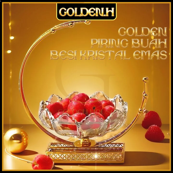 Jual Gold COD Angin mewah ringan gaya Eropa kaca logam nampan buah ...