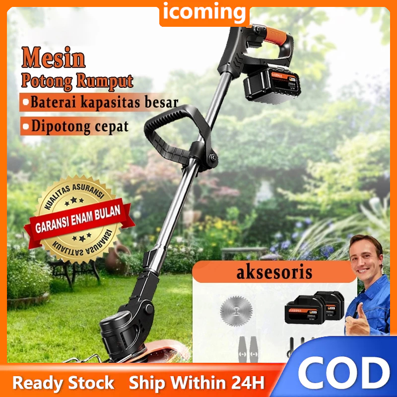 Jual Mesin Potong Rumput Baterai 88V Cordless Lawn Mower Grass Trimmer ...