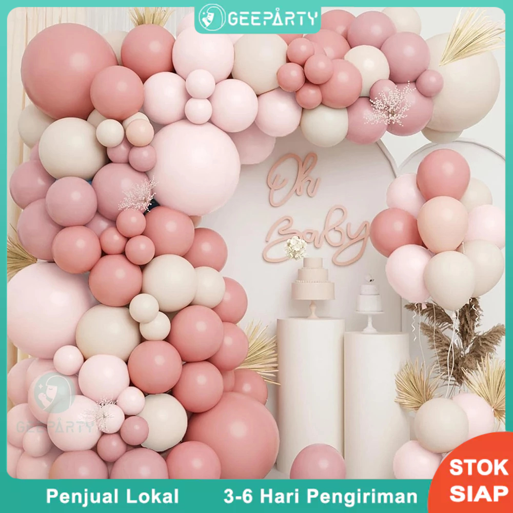Jual 105pcs Retro Merah Muda Putih Garland Balon Untuk Perlengkapan ...