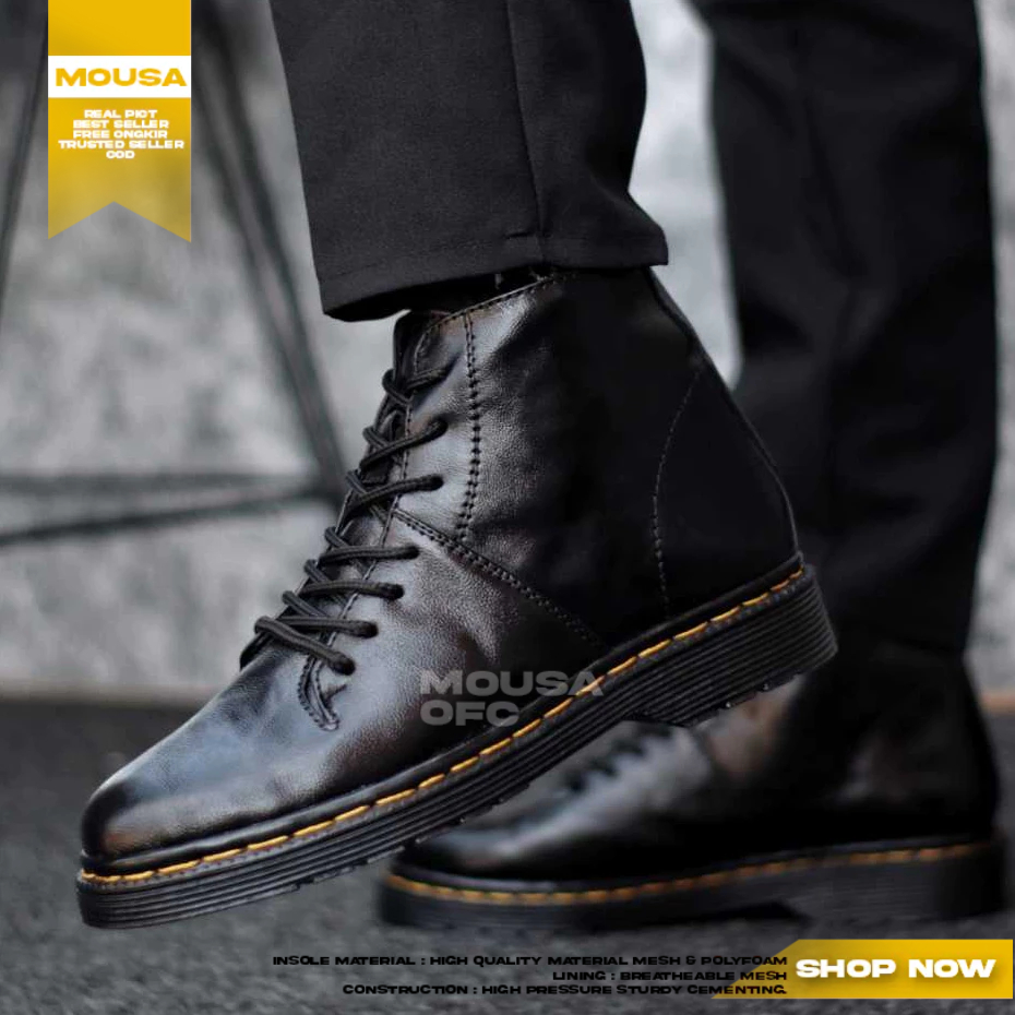 Jual Sepatu Docmart Boots Kulit Hitam Pria | Shopee Indonesia