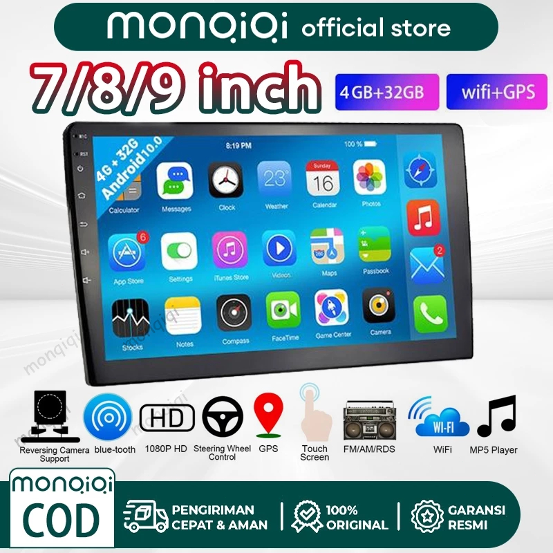 Jual Monqiqi 4GB+32GB Universal Head Unit Android 7/9/10 Inch 12 Radio Stereo Mobil 4+32GB ROM ...