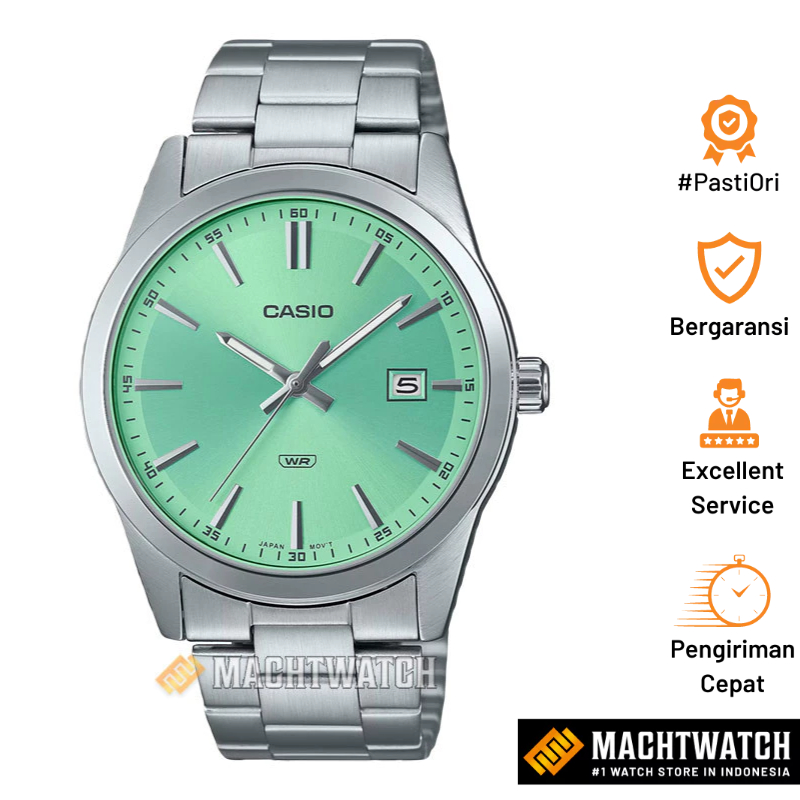 Jual Jam Tangan Pria Casio General MTP-VD03D-3A2UDF MTPVD03 MTP-VD03D Green Dial Stainless Steel ...