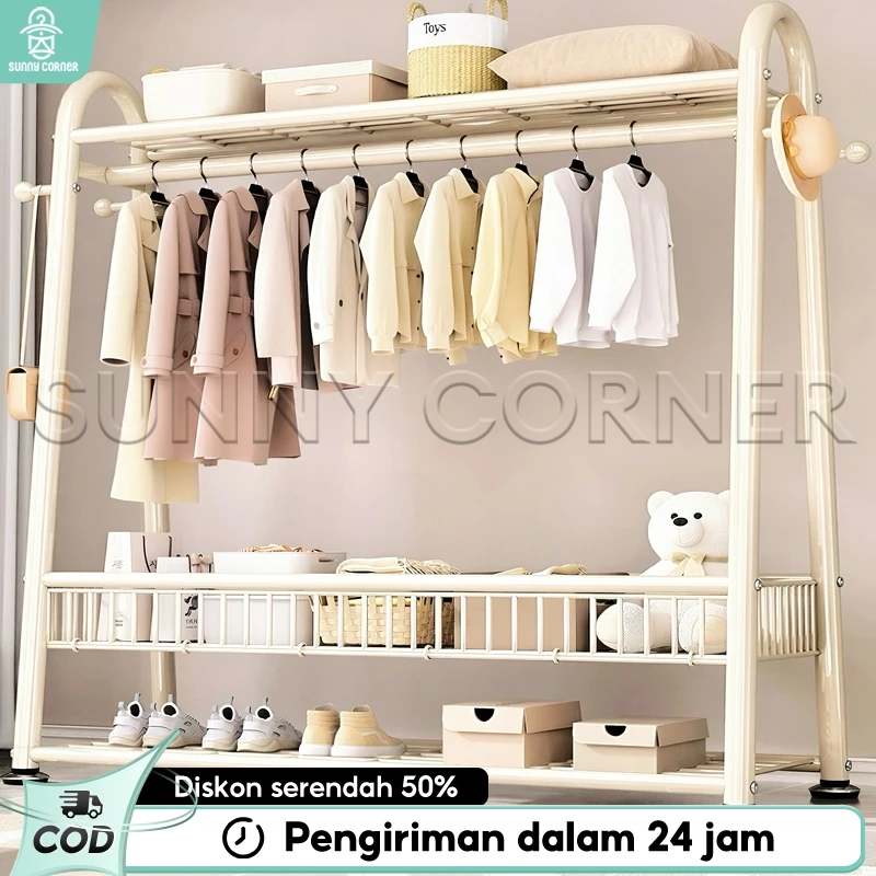 Jual Triangle Stand Hanger Dengan 4 Hook Gawang Triple Rack Lemari ...