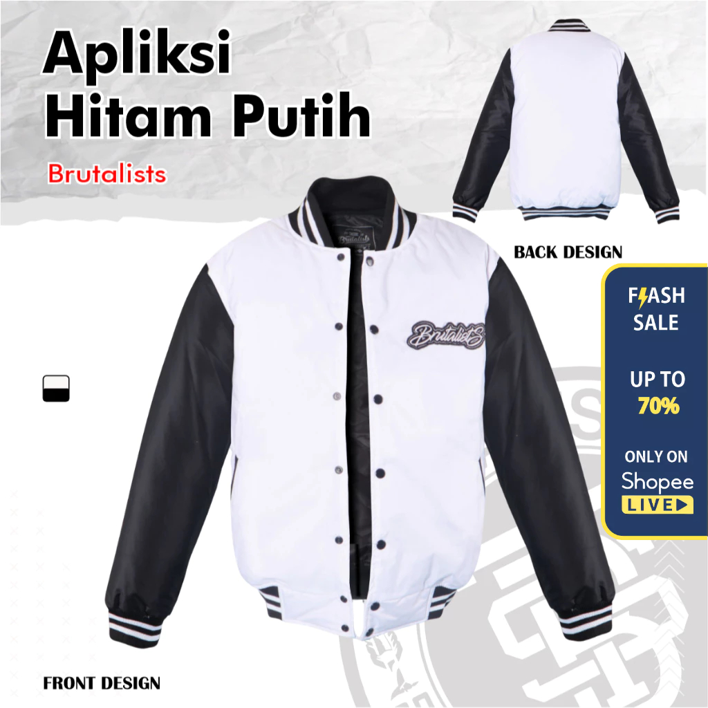 Jual Jaket Baseball Varsity jacket Pria Wanita Varity Apliksi Hitam ...