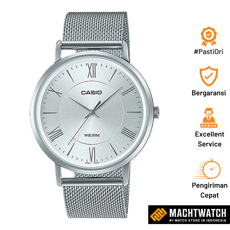 Jual Jam Tangan Pria Casio General MTP-B110M-7AVDF Dress Men Silver Dial Mesh Strap | Shopee ...