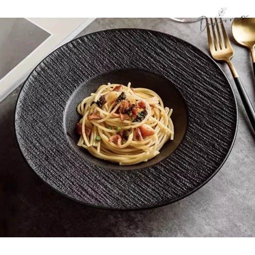 Jual (DAPOORAN) Flying Pasta Bowl / Piring Pasta Putih hitam / Piring ...