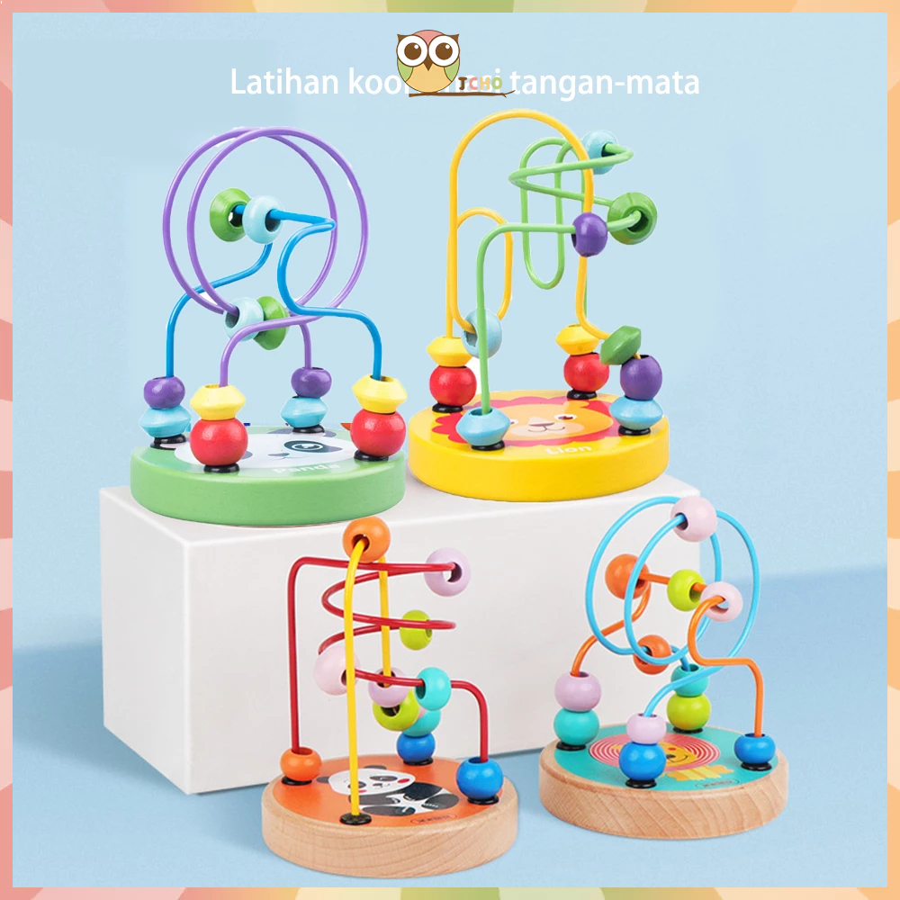 Jual JCHO Mini Round Beads Mainan Edukasi Jalur Kawat Mainan Kayu ...
