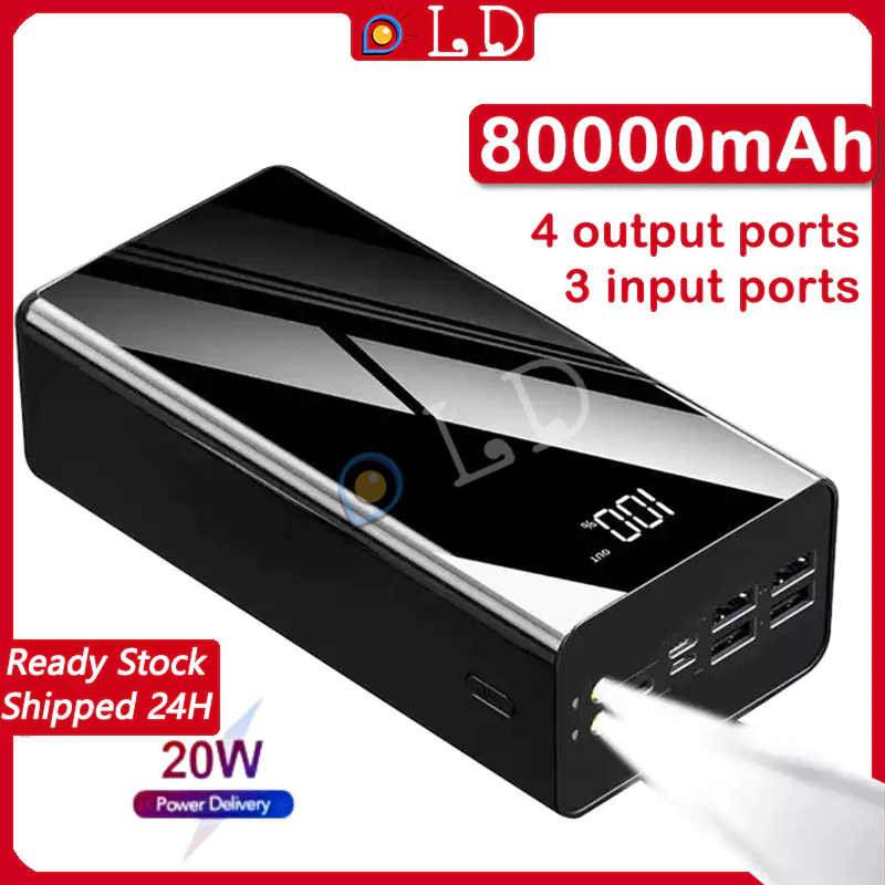 Jual [COD] PowerBank 4 USB 80000 mAh Fast Charging External Battery ...