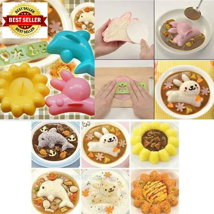 Jual IMPORT PREMIUM BN334 BENTO DOLPHIN FLOWER RABBIT RICE MOLD PUDING ...