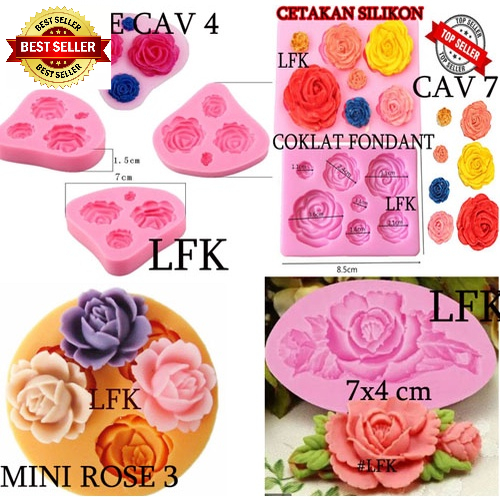 Jual IMPORT PREMIUM FT MIX SILIKON ROSE MAWAR CETAKAN MOLD FONDANT ...