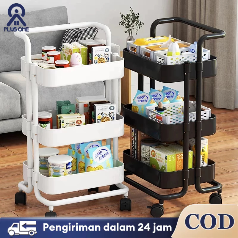 Jual Rak Troli Susun Serbaguna dengan Roda dan Pegangan Rak Snack Rak Kamar Mandi Rak Ruang Tamu ...