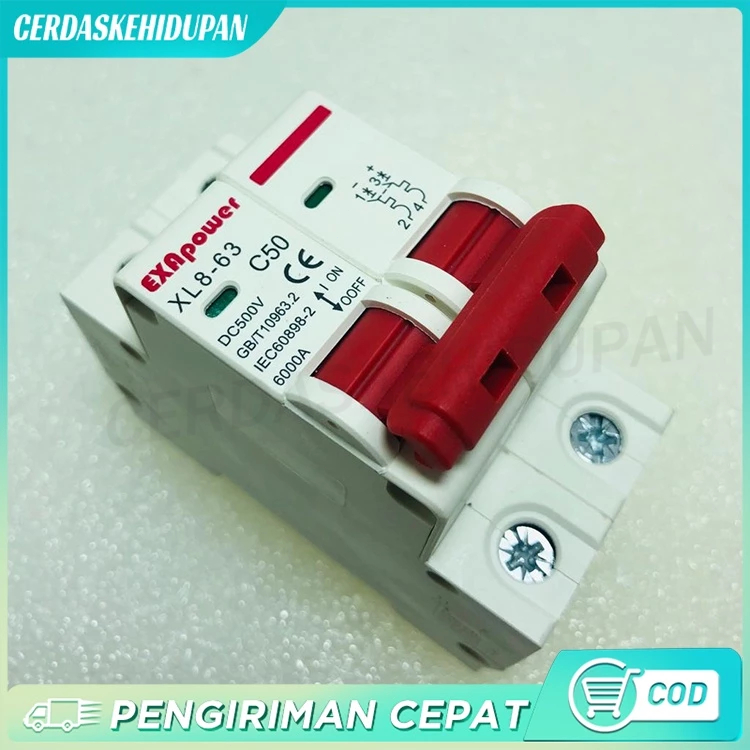 Jual MCB DC 2P 10A 16A 20A 32A 40A 50A 63A 500V Circuit Breaker DC PV ...