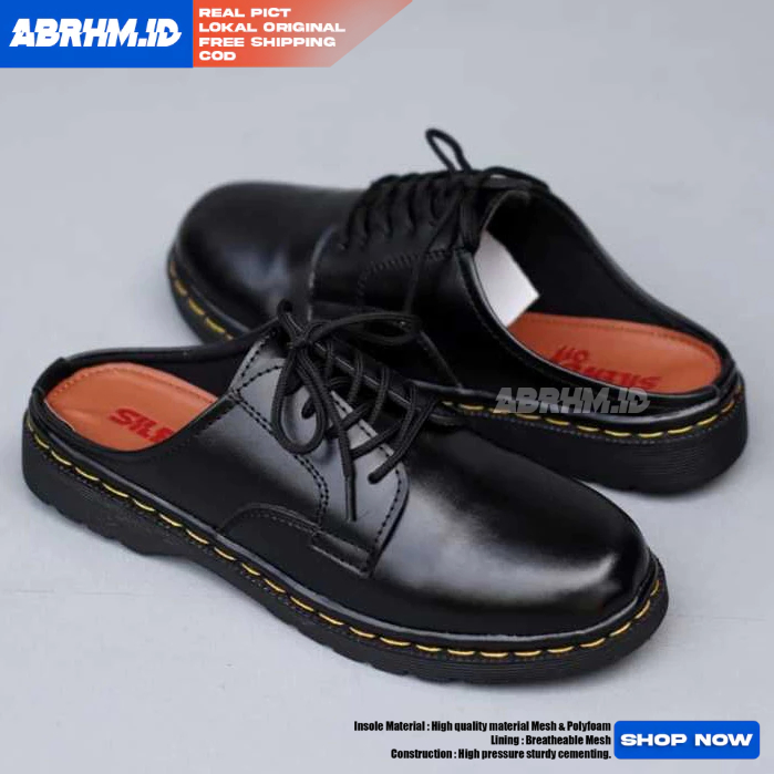 Jual ABRHM Sepatu Sandal Pria Hitam Casual Docmart Slop Pria - Wanita ...