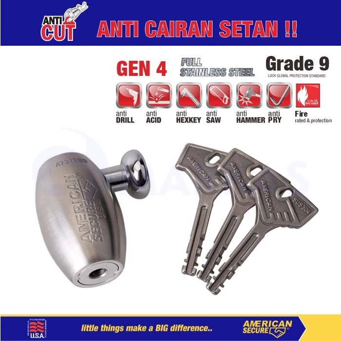 Jual Gembok Motor / Disc Brake Lock American Secure A731380 TERLENGKAP ...