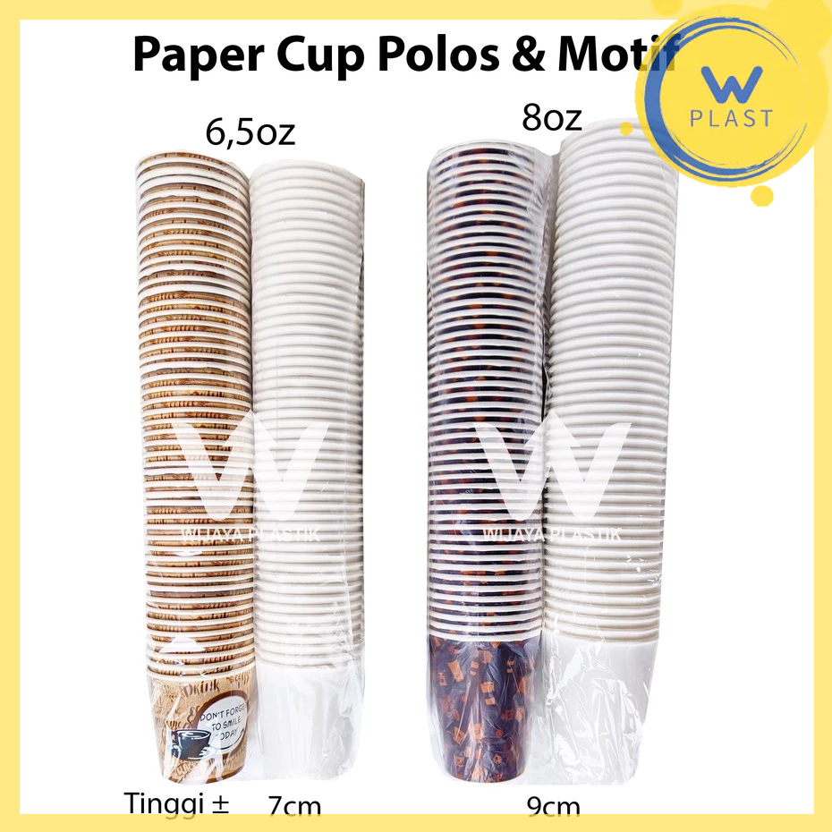 Jual Paper Cup & Tutup (6,5/8/9oz) Putih Coklat --- 50 pcs @Slop | gelas kopi kertas teh minum ...