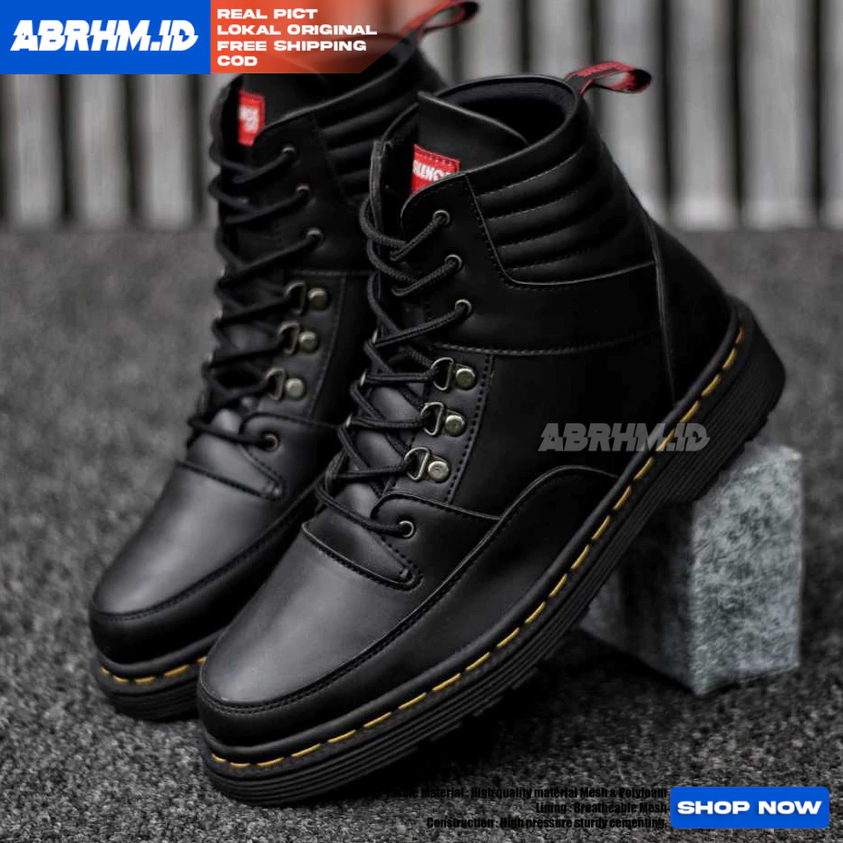 Jual ABRHM Sepatu Boots Pantofel Formal Docmart Pria Hitam | Shopee ...