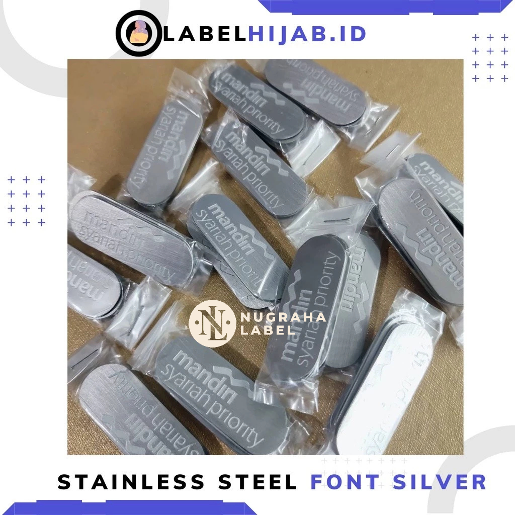Jual LABEL HIJAB BAHAN STAINLESS STEEL / STENLIS / SILVER | FONT WARNA ...