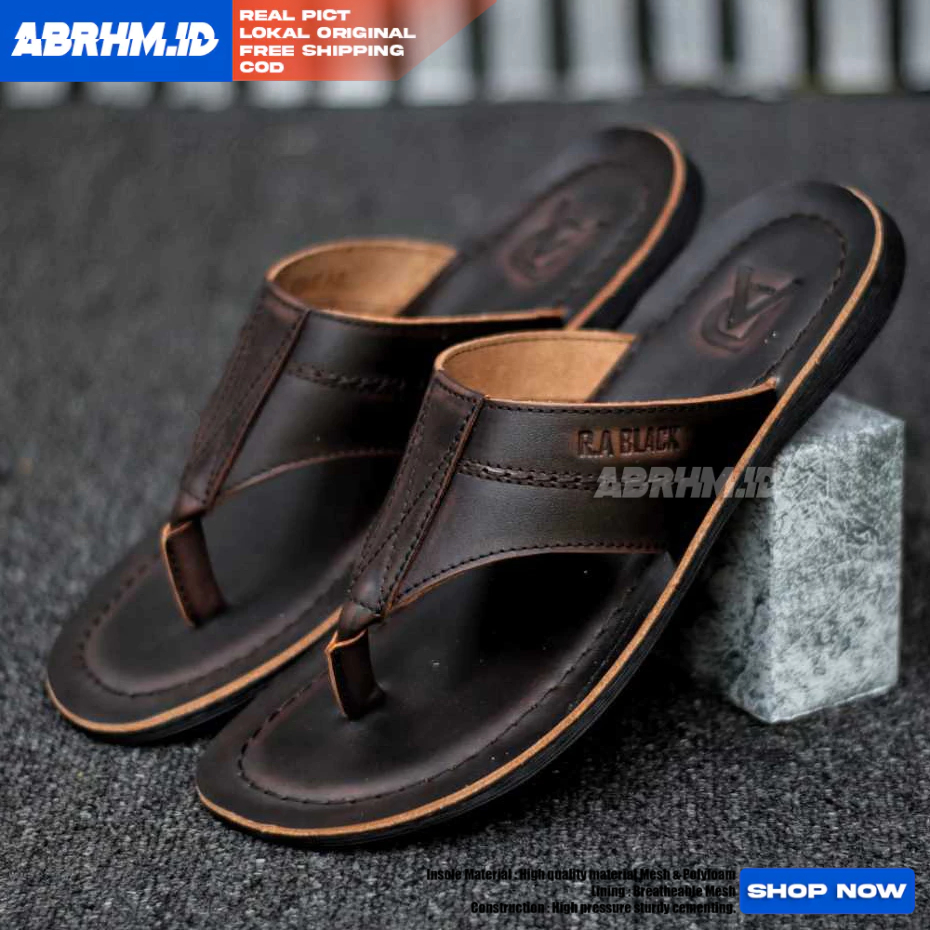 Jual ABRHM Sandal Jepit Kulit Asli Sapi Sendal Pria Japit | Shopee ...