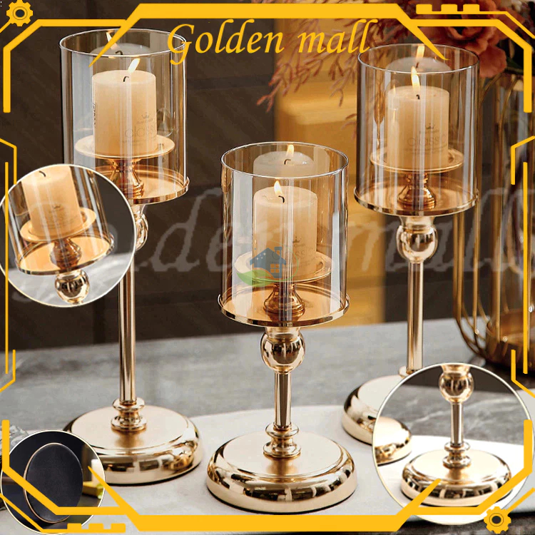 Jual [COD]Tempat Lilin Kaca Logam Gaya Eropa 3pcs Mengirim Set Lilin ...