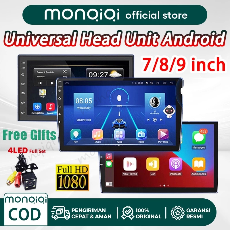 Jual Monqiqi 4G+32G IPS Screen Head Unit Android 7/9/10 Inch Free Kamera Car Android 13 Layar ...